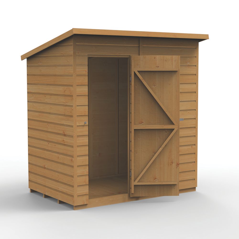 Forest 6' x 4' (Nominal) Pent Shiplap T&G Timber Shed - Screwfix