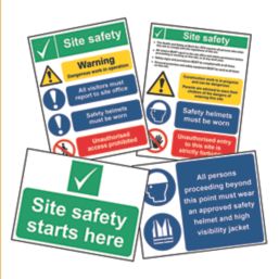 Essentials "Site Safety" Signs 400mm x 300mm 4 Pack - Screwfix