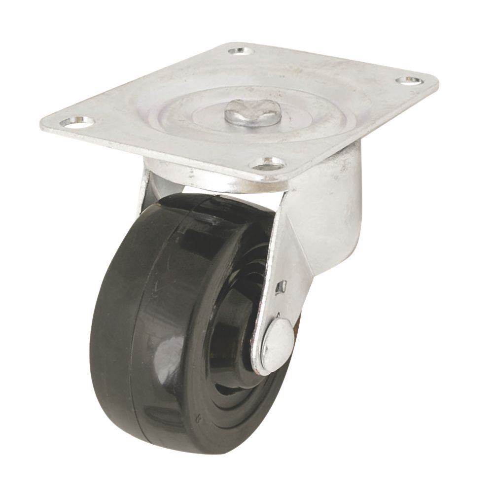 Essentials Heavy Duty Swivel Castor 75mm Black - Screwfix