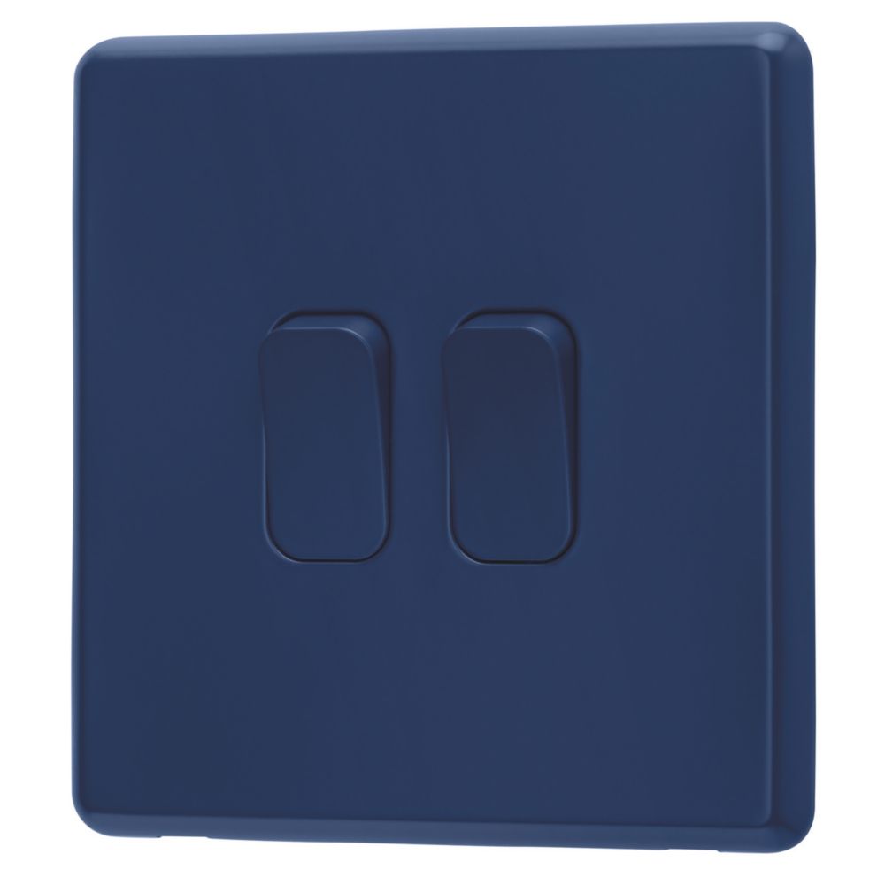 Arlec 10A 2-Gang 2-Way Light Switch Blue - Screwfix