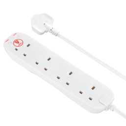 Masterplug 13A 4-Gang Unswitched Surge-Protected Extension Lead White ...