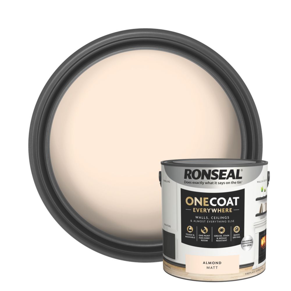 Ronseal 2.5Ltr Almond Matt Emulsion Multi Surface Paint - Screwfix