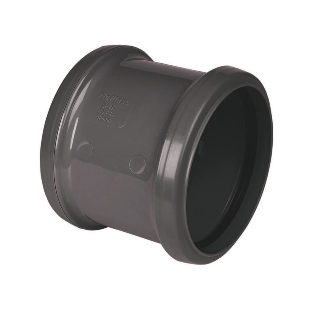 FloPlast Push-Fit Double Socket Soil Pipe Coupler Anthracite Grey 110mm ...