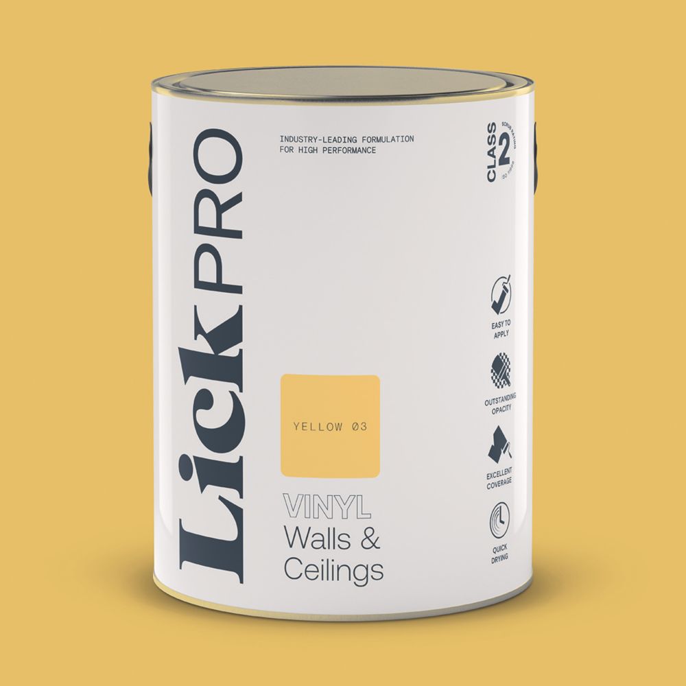 LickPro 5Ltr Yellow 03 Vinyl Matt Emulsion Paint - Screwfix