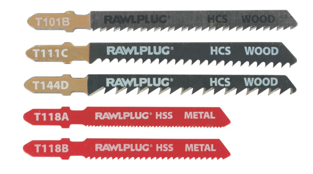 Rawlplug Multi-Material Jigsaw Blades 5 Piece Set - Screwfix
