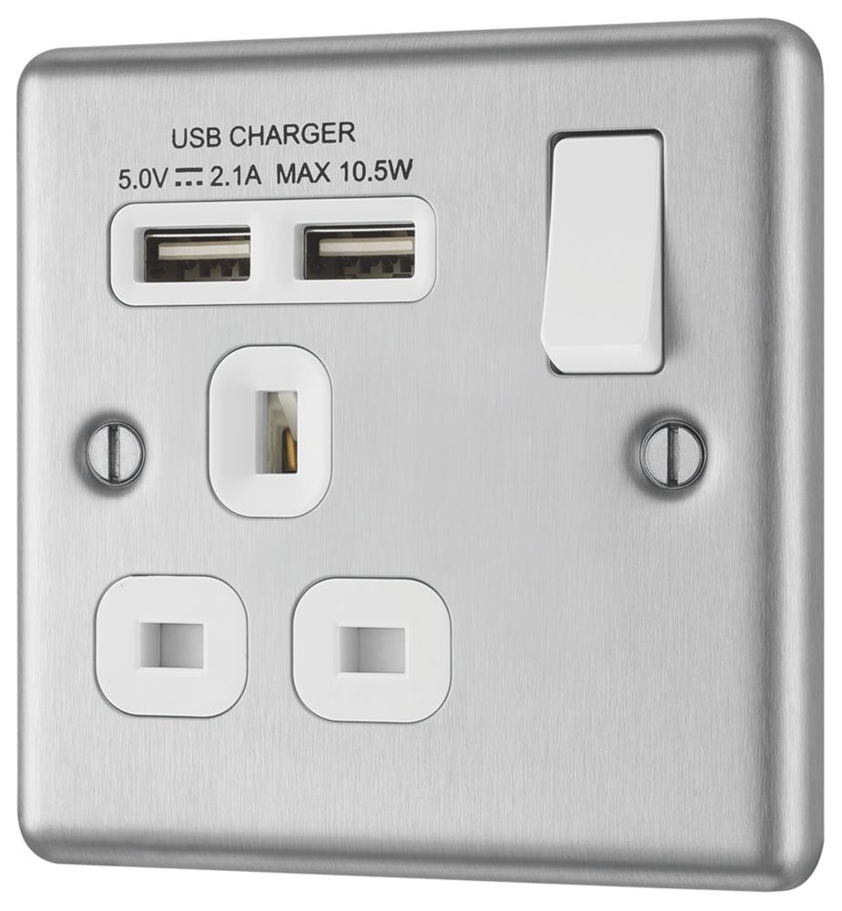 LAP 13A 1-Gang SP Switched Socket + 2.1A 10.5W 2-Outlet Type A USB ...