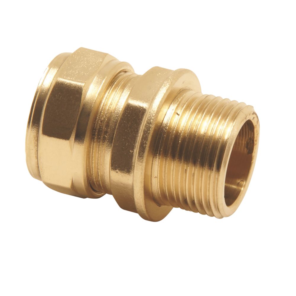 Pegler Brass Compression Adapting Male Coupler 15mm x 1/2" - Screwfix