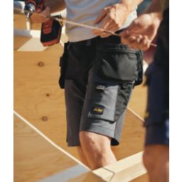 Snickers 6175 Stretch Work Shorts Steel Grey / Black 35" W - Screwfix