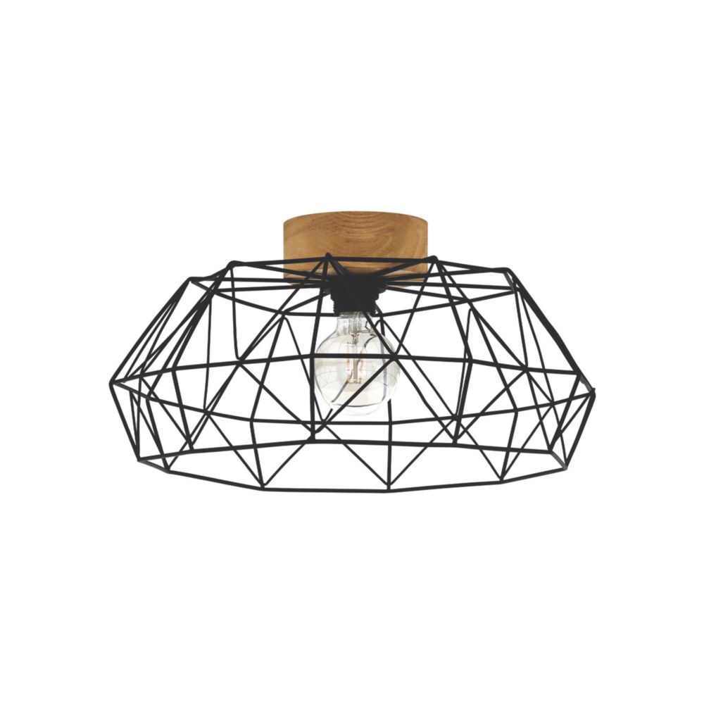 Eglo Padstow Ceiling Light Black/Natural - Screwfix