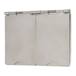 Contactum 3377BSB 13A 2-Gang Unswitched Floor Socket Brushed Steel with ...