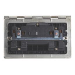 Contactum 3377BSB 13A 2-Gang Unswitched Floor Socket Brushed Steel with ...