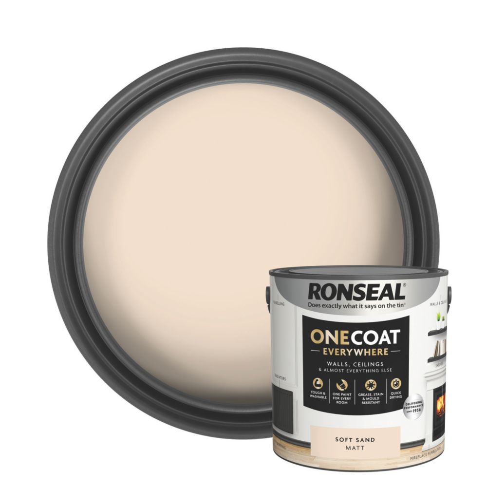 Ronseal 2.5Ltr Soft Sand Matt Emulsion Multi Surface Paint - Screwfix