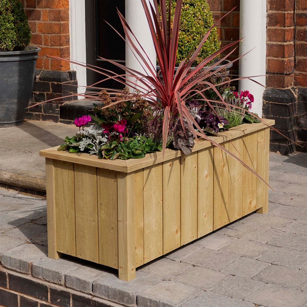 Rowlinson Heritage Rectangular Planter Natural 43cm x 103cm x 42cm - Screwfix