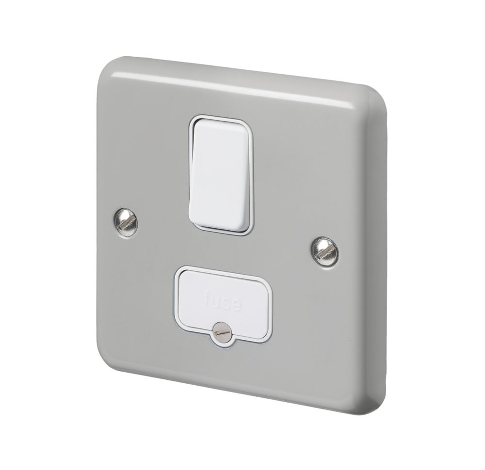MK Contoura 13A Switched Fused Spur Grey with Colour-Matched Inserts ...
