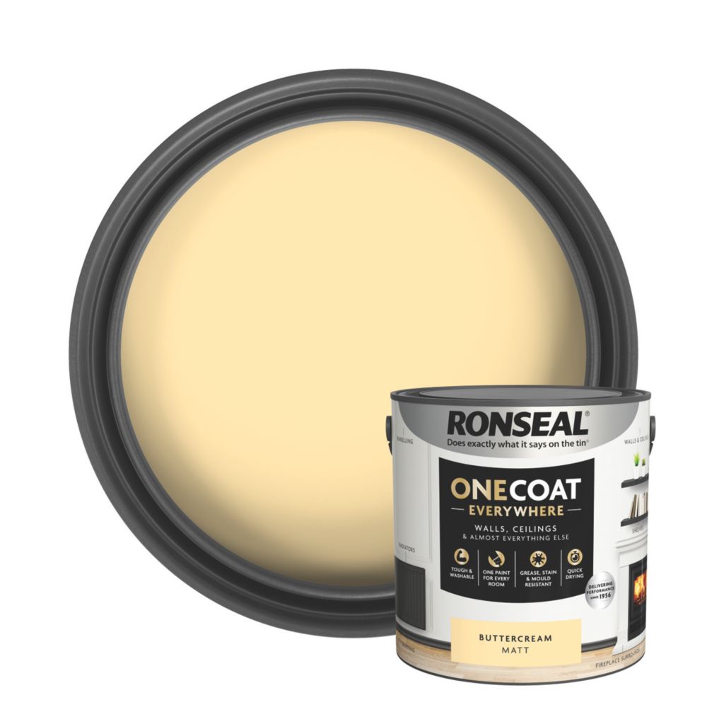 Ronseal 2.5Ltr Buttercream Matt Emulsion Multi Surface Paint - Screwfix