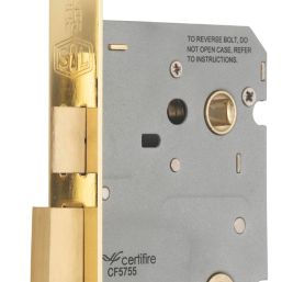 Smith & Locke Fire Rated Polished Brass Bathroom Lock 76mm Case - 57mm ...