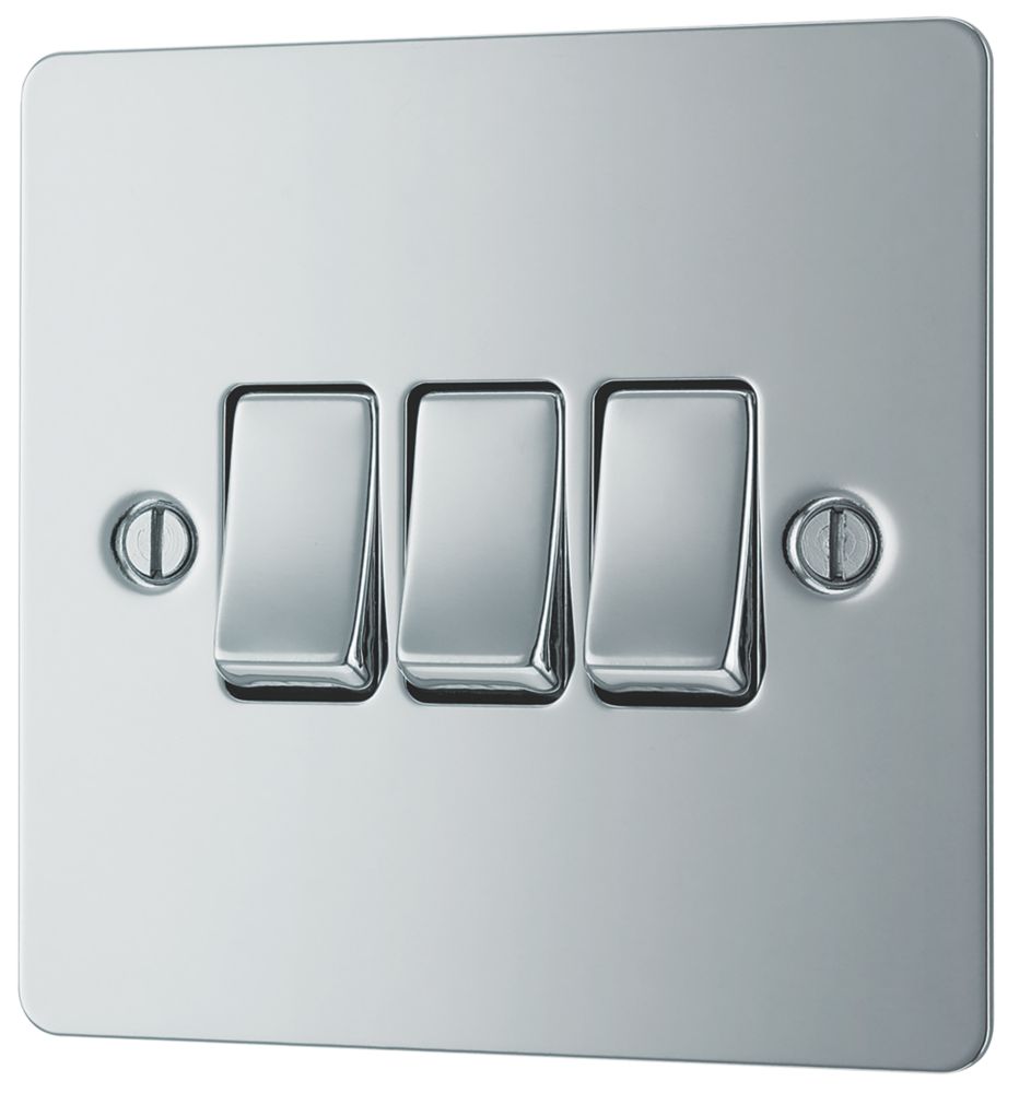 Chrome 3 Gang Light Switches | Switches & Sockets | Screwfix.com
