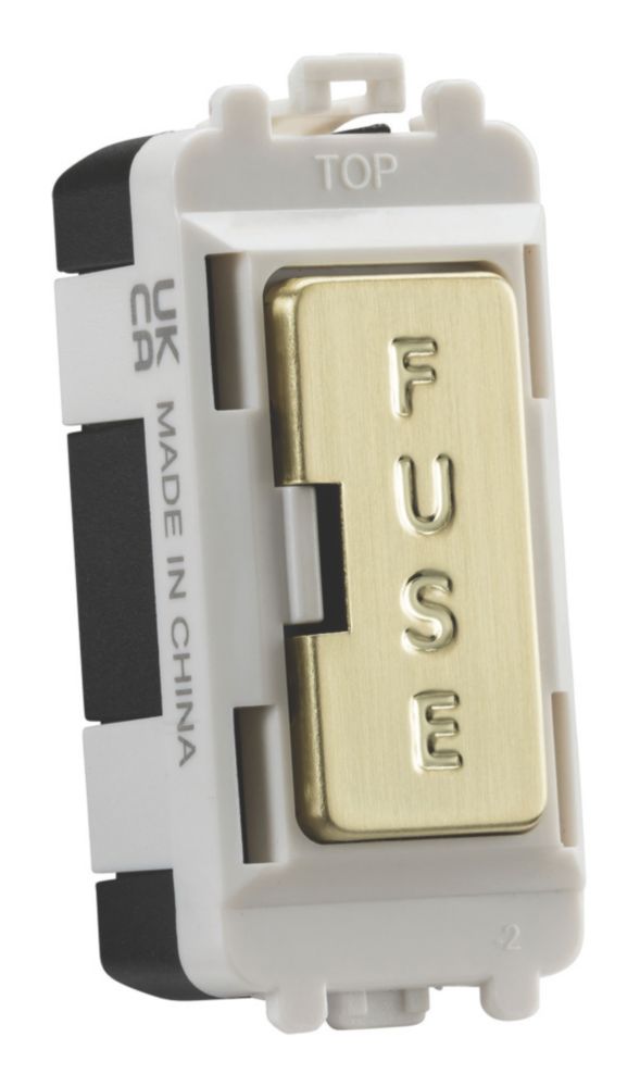 Knightsbridge 13A Grid Fused Spur Brushed Brass - Screwfix
