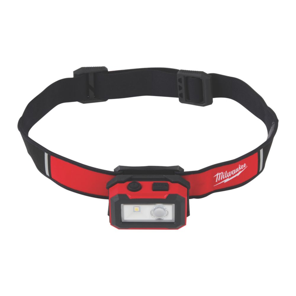 Milwaukee IRHL450 Rechargeable LED USB Headlamp Black/Red 450lm - Screwfix