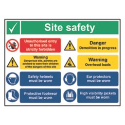 Essentials "Site Safety" Notice Sign 600mm x 800mm - Screwfix
