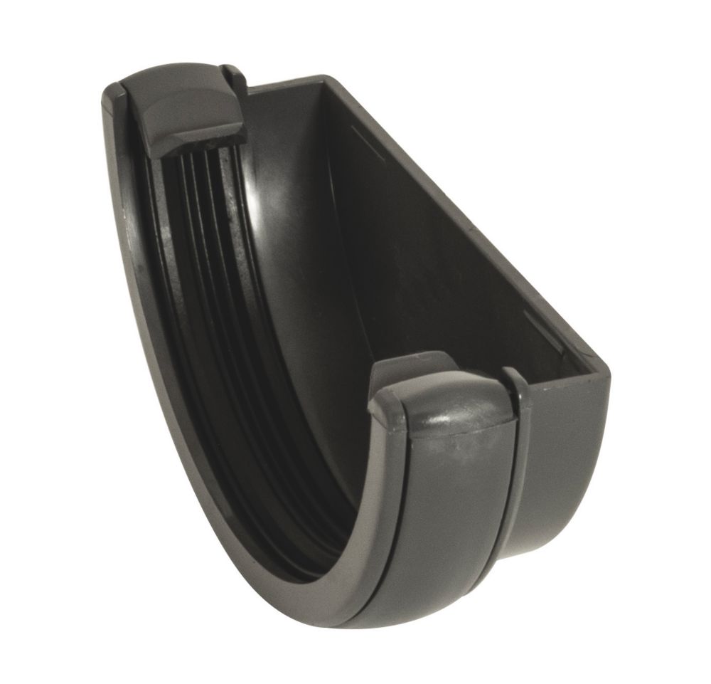 FloPlast Half Round External Stop End Anthracite Grey 112mm - Screwfix