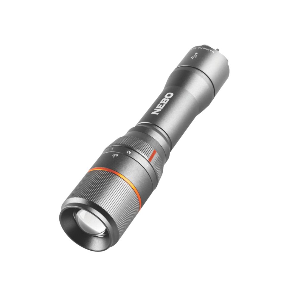 Nebo Davinci 1000 Rechargeable LED Handheld Torch Grey 1000lm - Screwfix
