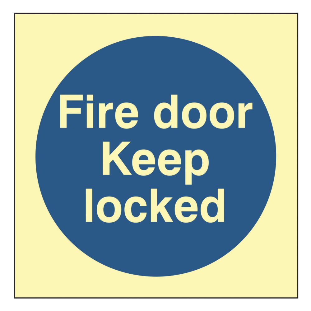 Photoluminescent "Fire Door Keep Locked" Sign 100 x 100mm | Safety ...