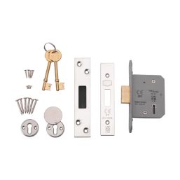 Smith & Locke Fire Rated 5 Lever Chrome Deadlock 65mm Case - 44mm ...