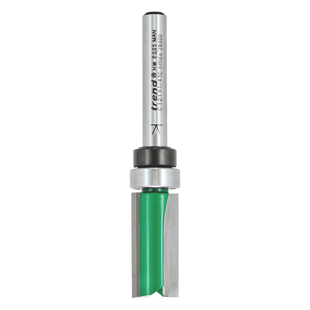 Trend C121X1 4TC 1 4 Shank Double Flute Straight Bearing Guided Template Profiler 12.7mm x 25.4mm Screwfix