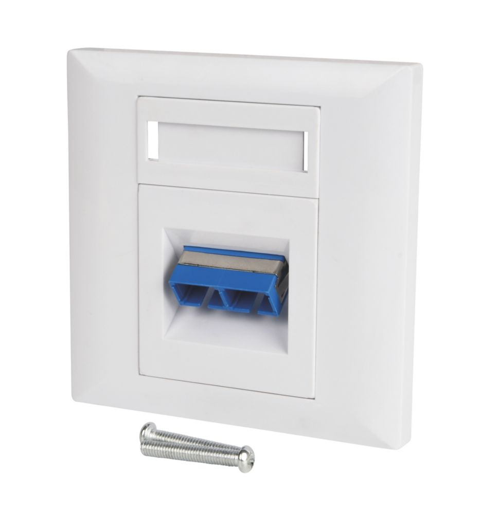 Labgear 1-Gang Double Fibre Socket White with Colour-Matched Inserts ...