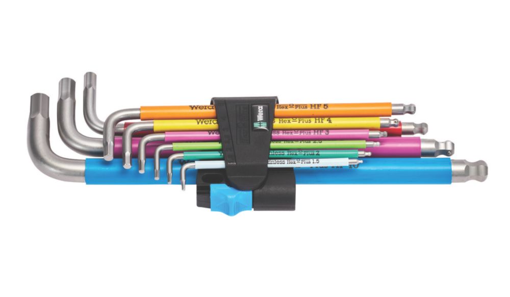 Wera 3950/9 Hex-Plus Multicolour HF Stainless 1 Metric L-Key Set 9 Pcs ...