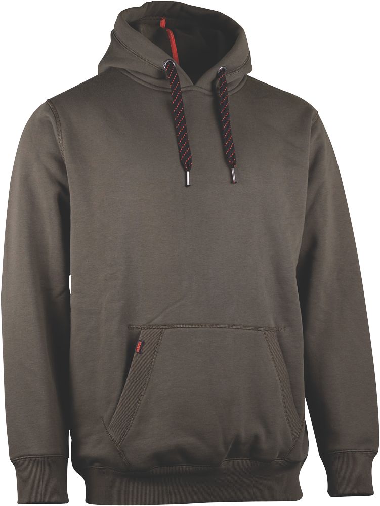 Herock Hesus Hooded Sweatshirt Dark Khaki Large 39-42" Chest - Screwfix