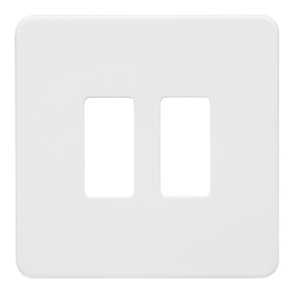 Knightsbridge 2-Module Grid Faceplate Matt White - Screwfix