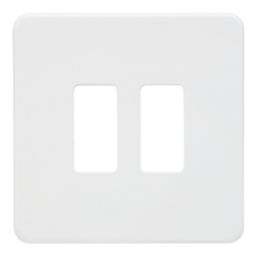 Knightsbridge 2-Module Grid Faceplate Matt White - Screwfix