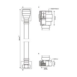 Flomasta Push-Fit Straight Flexible Hose 22mm x 3/4" x 300mm - Screwfix