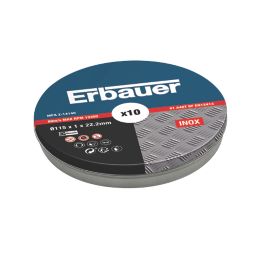 Erbauer Metal Cutting Discs 115mm (4 1/2") x 22.22mm 10 Pack - Screwfix