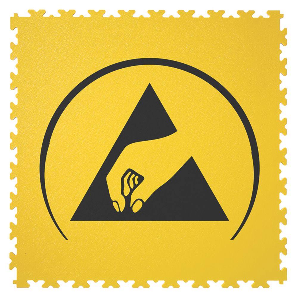 Ecotile ESD X-Joint Logo Interlocking Floor Tile Black / Yellow 5mm ...