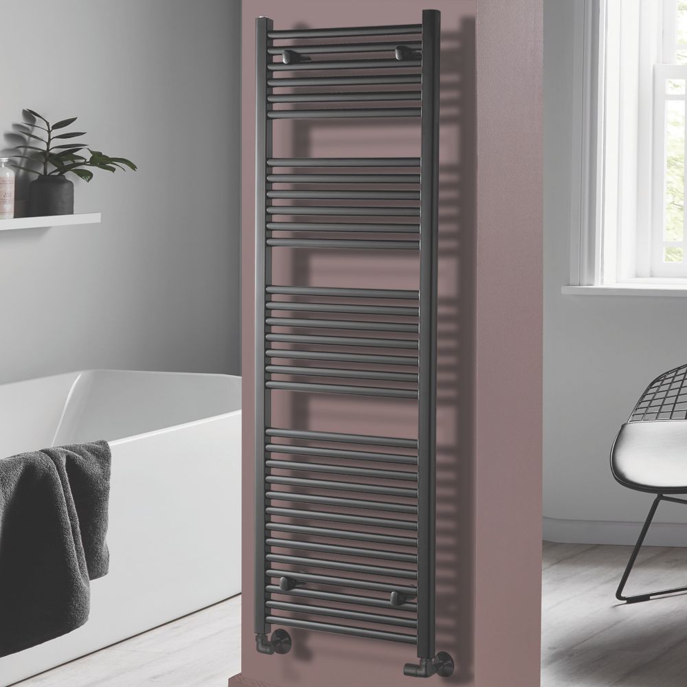 Towelrads 1600mm x 500mm 2620BTU Anthracite Flat Towel Radiator - Screwfix