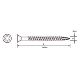 Turbo TX TX Double-Countersunk Multipurpose Screws 5mm x 100mm 100 Pack ...