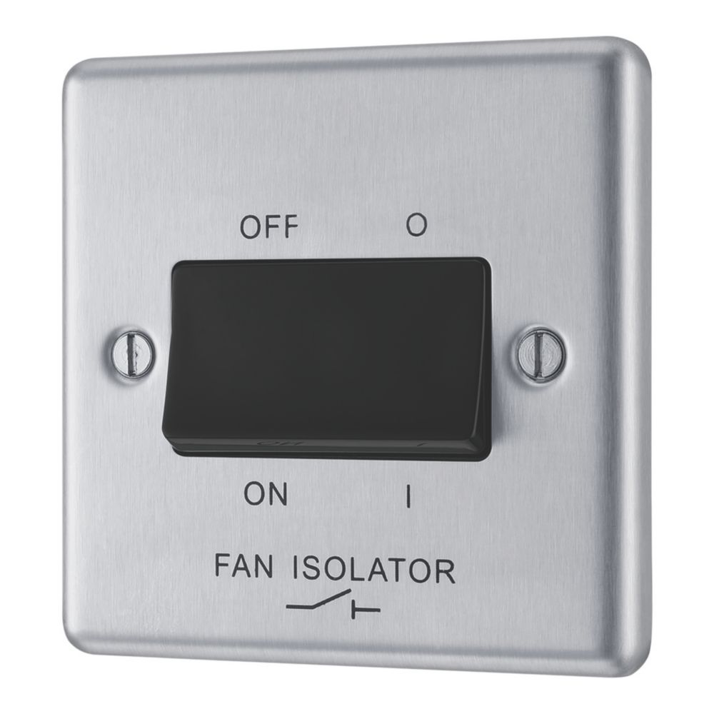 LAP 10AX 1-Gang 3-Pole Fan Isolator Switch Brushed Stainless Steel with ...