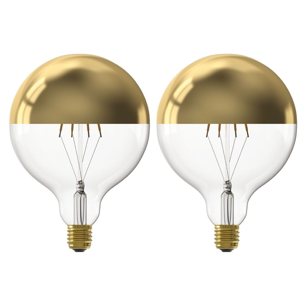 Calex Mirror Gold E27 G125 LED Light Bulb 200lm 4W 2 Pack - Screwfix
