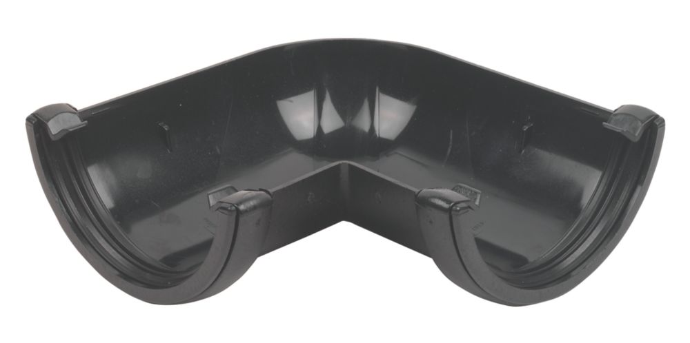 FloPlast Cast Iron Effect uPVC 90° Half Round Gutter Angle Black 112mm ...