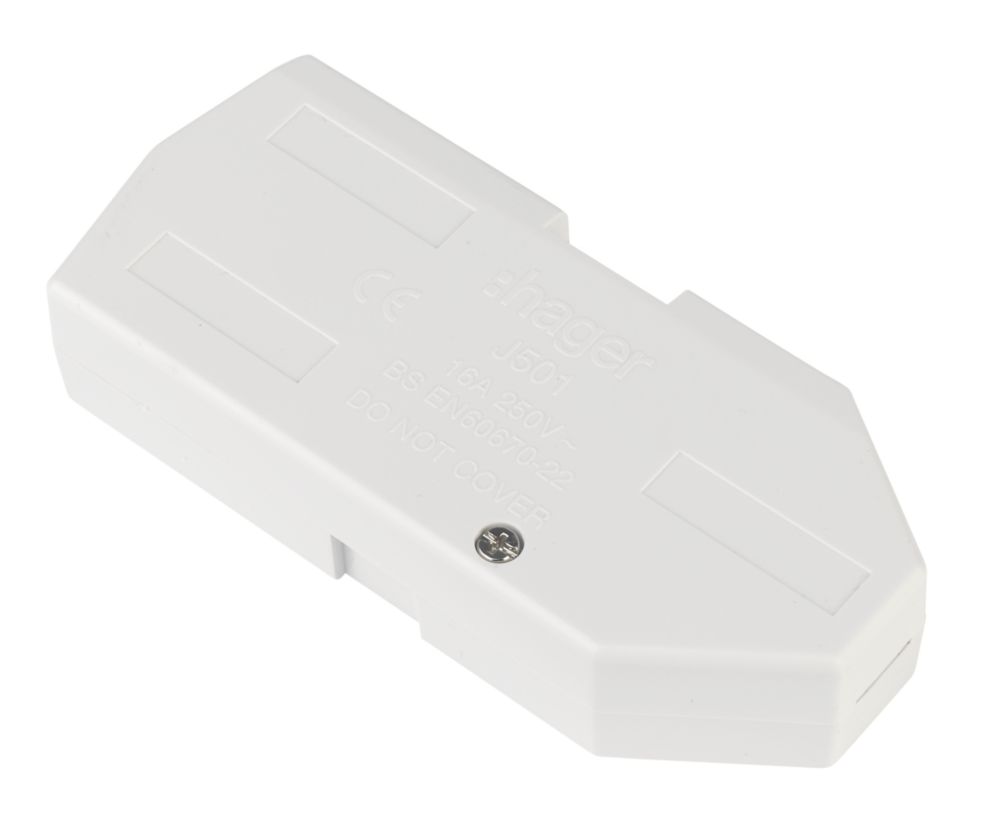 Hager J501 16A Downlighter Junction Box 53 x 27 x 122mm White - Screwfix