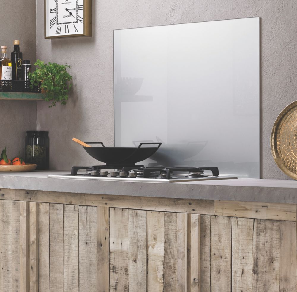 Splashback Silver Metallic Self-Adhesive Splashback 900mm x 750mm x 6mm ...