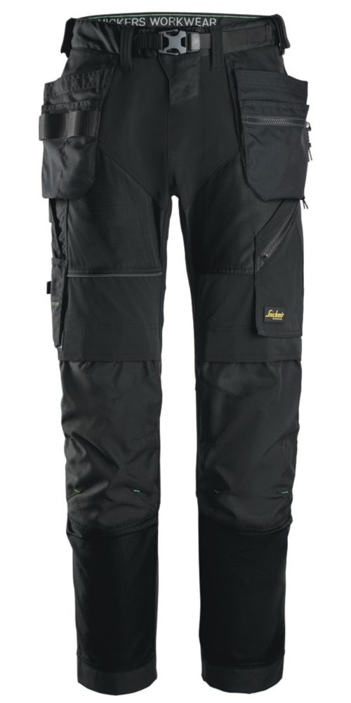 Snickers 6902 Stretch Work Trousers Black 31" W 30" L - Screwfix