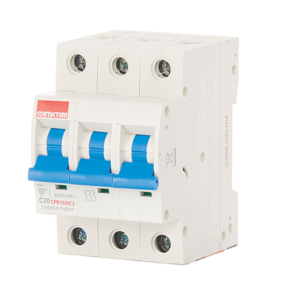 Contactum Defender 20A TP C Curve 3-Phase MCB - Screwfix