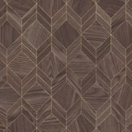 Wilsonart Parquet Walnut Brown/Gold High-Rise Splashback 3050mm x 750mm ...