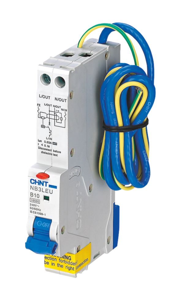 Chint NB3LEU 10A 30mA SP Type B RCBO - Screwfix