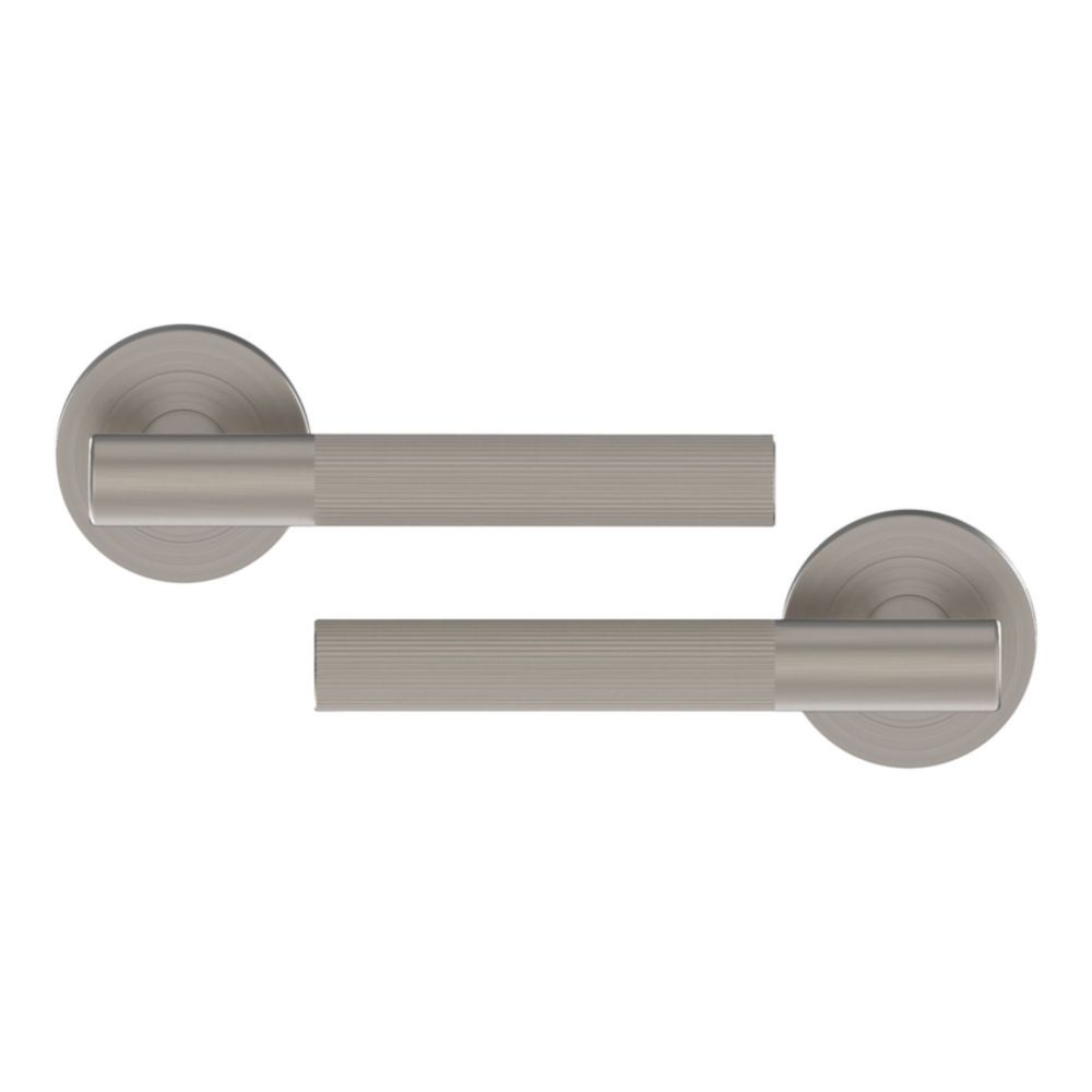 Cooke & Lewis Damgano Lever on Rose Door Handles Pair Satin Nickel ...