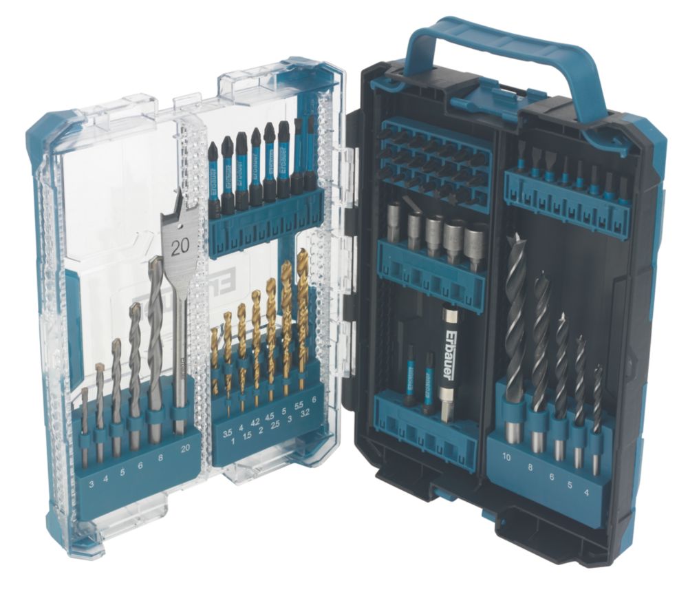 Erbauer Multi-Material Drill & Screwdriver Bit Set 69 Pieces - Screwfix